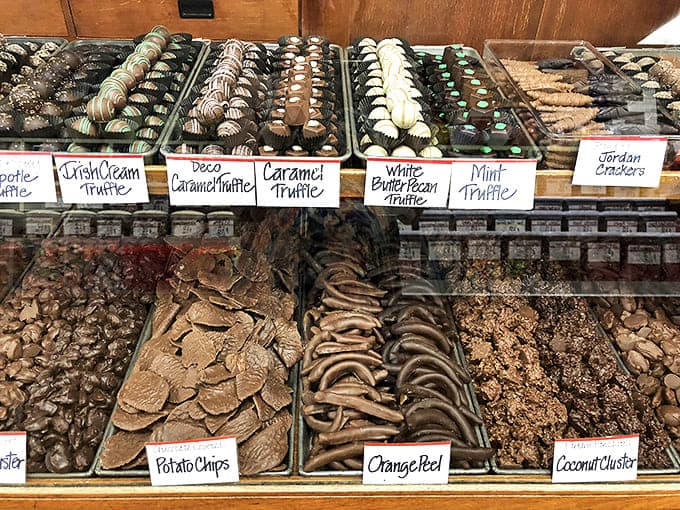 Chocolate artistry on display &ndash; from Irish Cream Truffles to Caramel Praline delights, each morsel promises a moment of pure bliss.