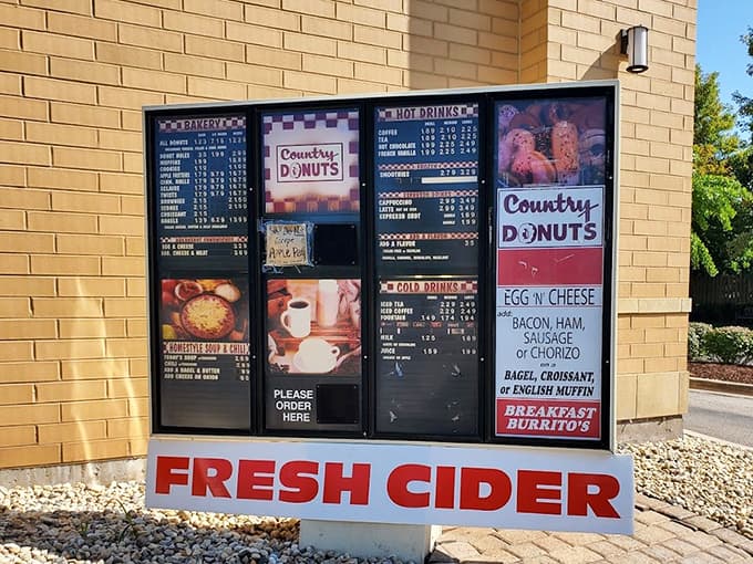 When the drive-thru menu promises fresh cider and breakfast burritos alongside donuts, you know they're serious about feeding people right.