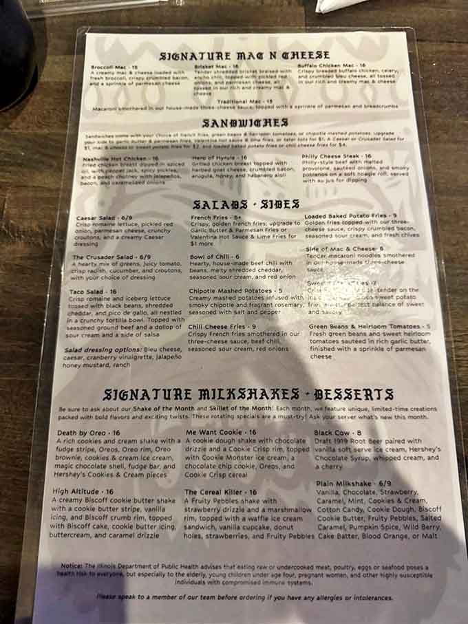 The menu reads like a fantasy novel for food lovers &ndash; signature mac & cheese creations, epic sandwiches, and milkshakes that require engineering permits.