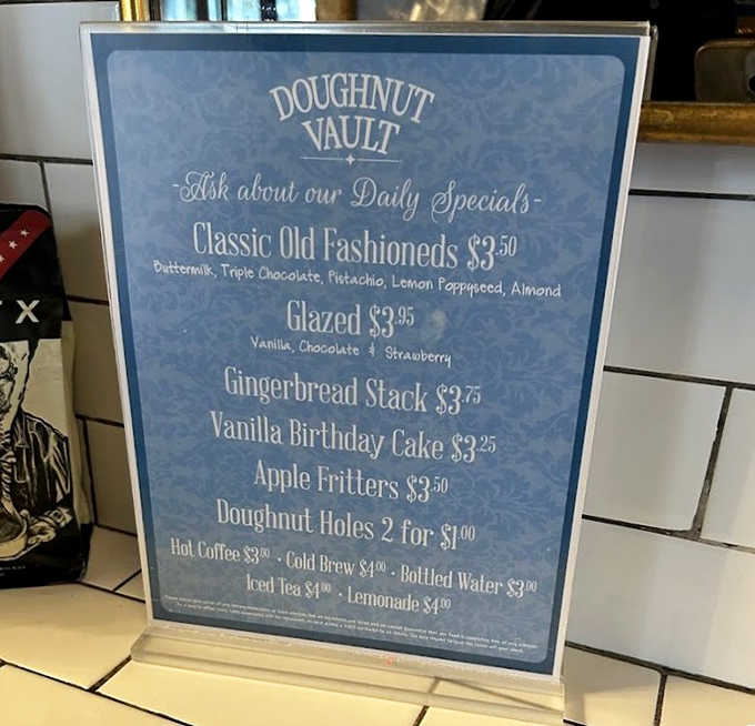 The menu board reveals a carefully curated selection of classics and seasonal specialties, each one worth setting your alarm for.