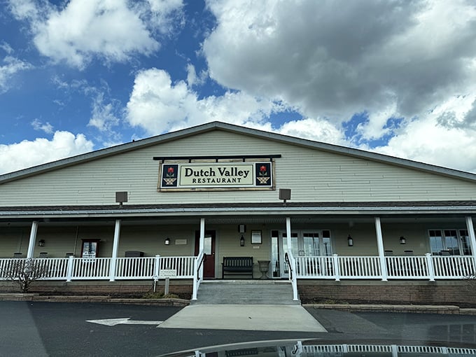 The Dutch Valley Restaurant welcomes hungry visitors with its simple exterior hiding a treasure trove of home-style Amish cooking inside.