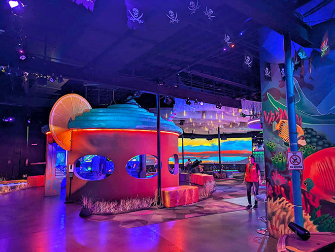 This isn't just a play area; it's an underwater dreamscape where giant sea creatures invite you into their technicolor world.