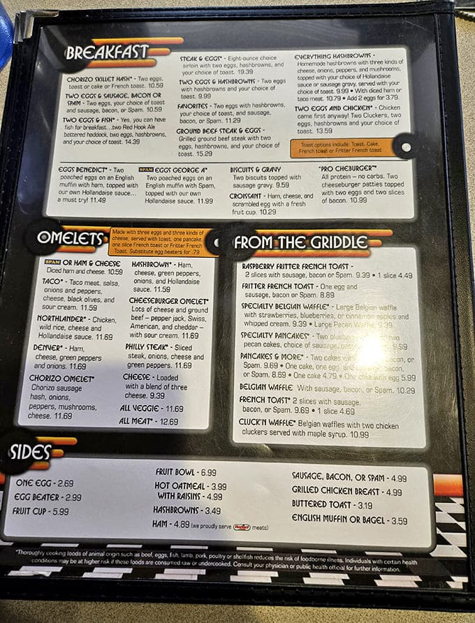 The breakfast menu reads like a love letter to morning indulgence &ndash; omelets, benedicts, and griddle classics that make waking up worthwhile.