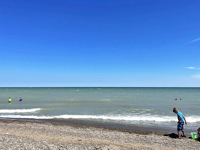 Young explorers discover the simple joy of Lake Huron's waters, where childhood memories are formed one splash at a time.