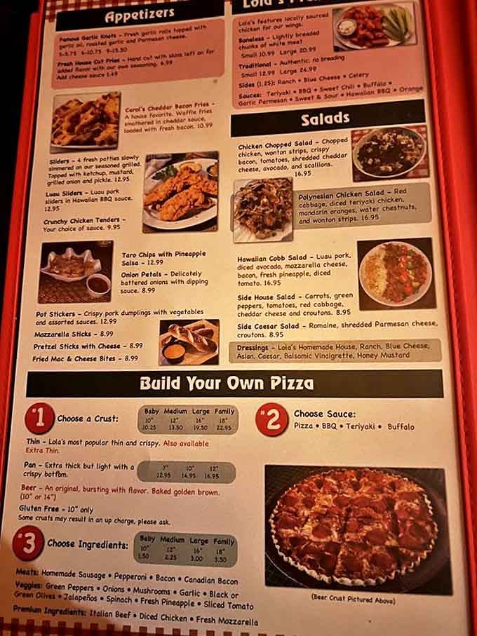 The menu at Lola's offers a tantalizing array of options beyond just pizza. From crispy chicken tenders to Hawaiian-inspired salads, there's something to satisfy every craving.