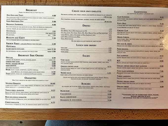 This menu isn't just a list of food &ndash; it's a roadmap to happiness, with the Western Omelette serving as your delicious destination.