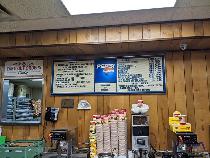 No fancy digital displays here – just honest prices on a classic menu board that's been tempting customers for decades.