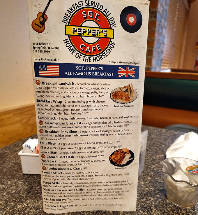 The legendary "All-Famous Breakfast" menu showcases morning classics with a twist, from the hearty Lumberjack to the famous Horseshoe variations that keep locals coming back.