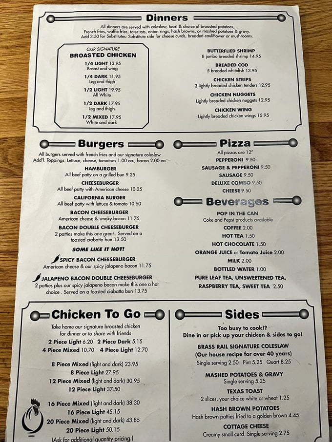 The menu tells the delicious story &ndash; broasted chicken reigns supreme here, with options to satisfy every appetite.