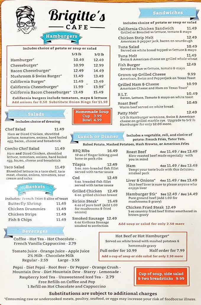 This isn't just a menu&mdash;it's a roadmap to happiness. From burgers to breakfast all day, Brigitte's offerings read like poetry to hungry souls.