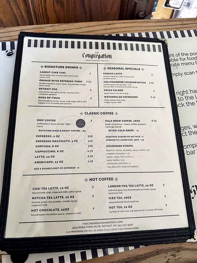 The divine menu offers everything from classic coffee to creative seasonal specials, with signature drinks that might just inspire religious devotion.