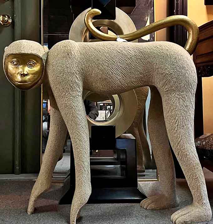 This brass monkey sculpture isn't just decor&mdash;it's a conversation starter that would make even the most serious dinner party erupt in laughter.