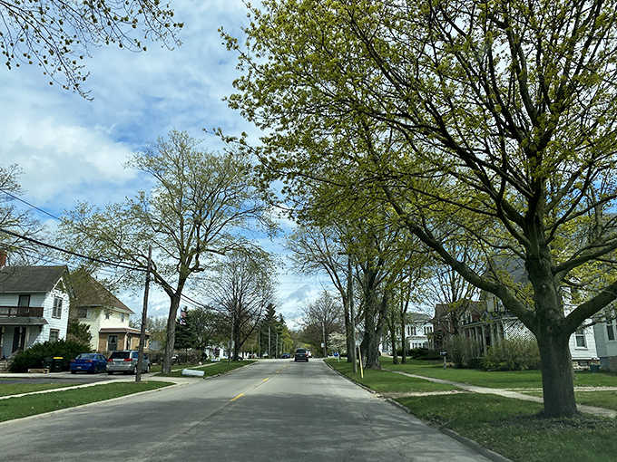 Tree-lined residential streets in Genoa offer a glimpse of small-town living where front porches still serve as neighborhood gathering spots.
