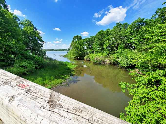 This bridge offers views that make you want to stop and stare, possibly causing a traffic jam of hikers behind you.