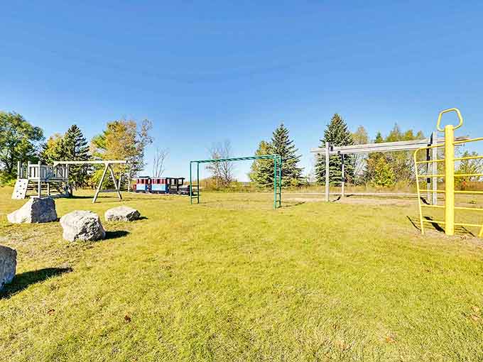 This playground might not have fancy digital gadgets, but it offers something better&mdash;actual childhood fun with swings, slides and imagination.