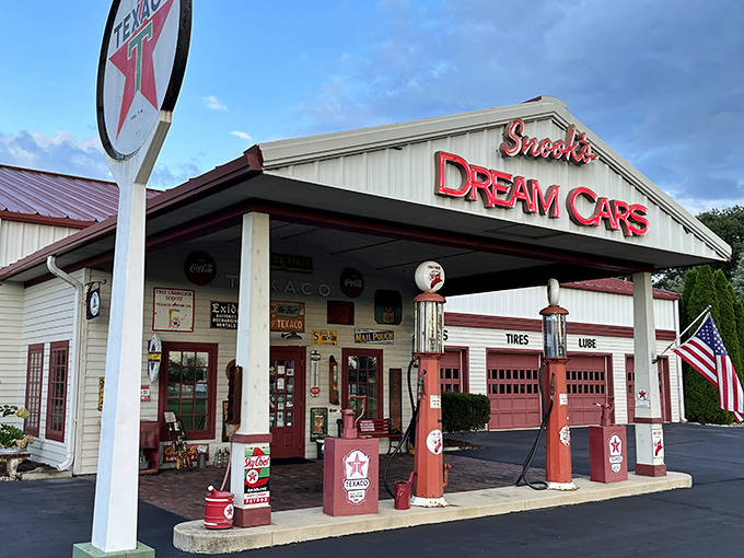 Snook's Dream Cars isn't just a museum &ndash; it's a time machine with gas pumps, where automotive history gleams under the iconic Texaco star.
