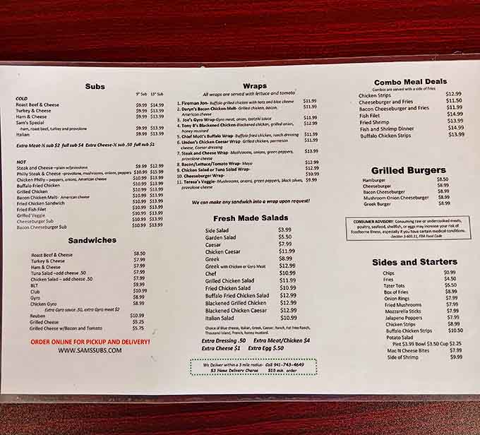 The menu at Sam's Subs reads like a sandwich lover's dream &ndash; from classic cold cuts to the legendary 9-inch cheesesteak that put them on the map.