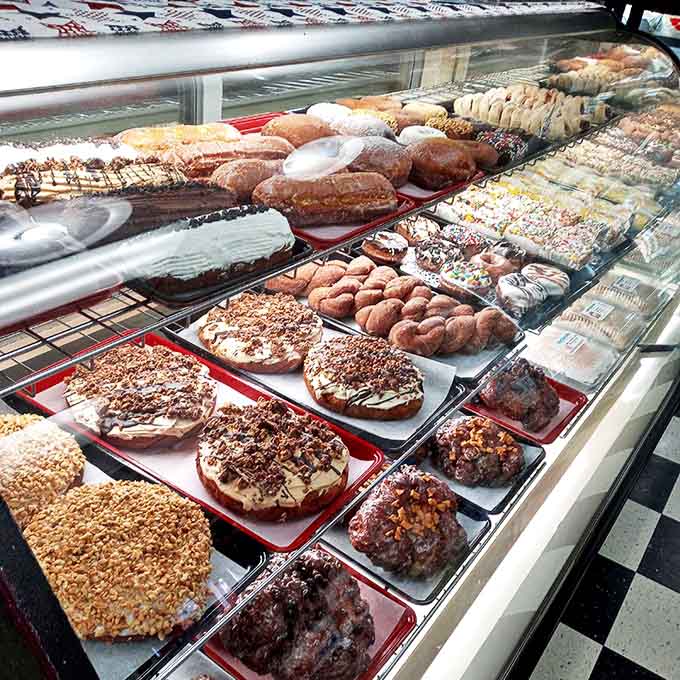 The display case that launches a thousand cravings. Each shelf tells a different delicious story waiting to be devoured.