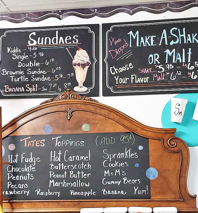 The handwritten menu boards showcase a parade of frozen possibilities &ndash; each option more tempting than the last, making decisions deliciously difficult.