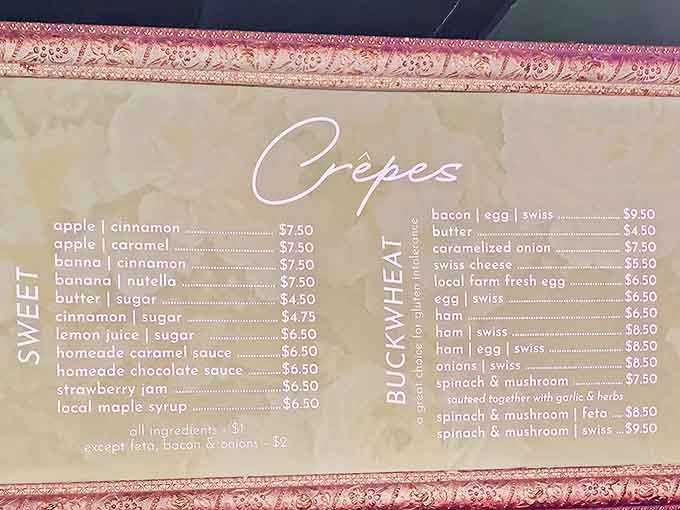 Decisions, decisions! The menu board tempts with sweet and savory options that would make any Parisian proud.