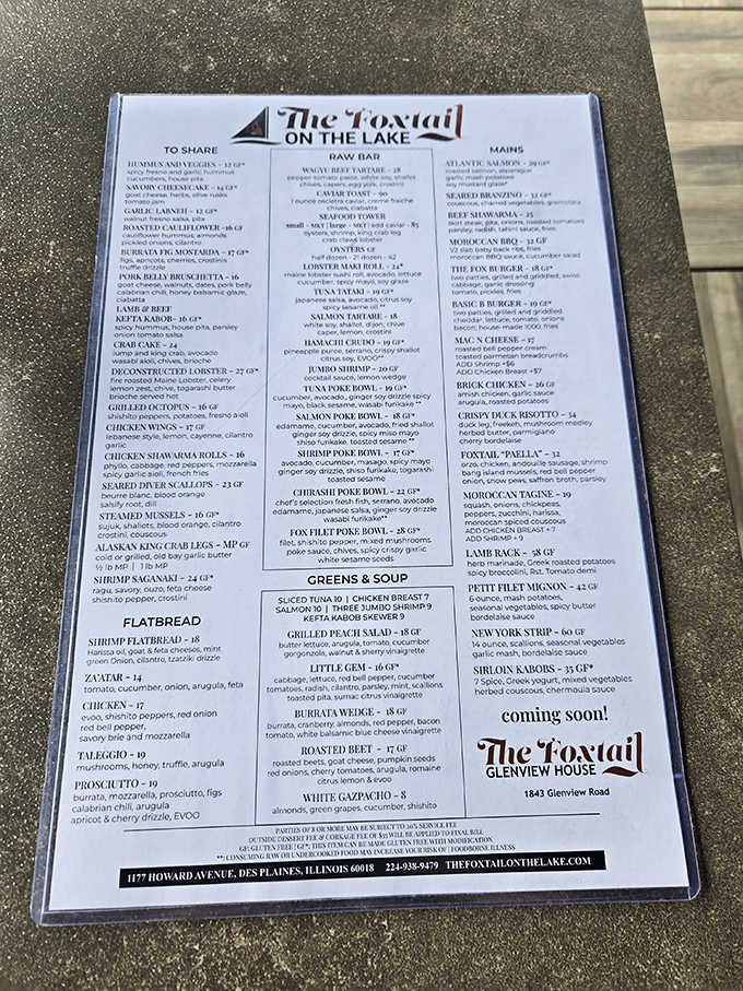 The menu at The Foxtail On The Lake reads like a Mediterranean dream, offering everything from fresh seafood to hearty tagines that transport diners to distant shores.