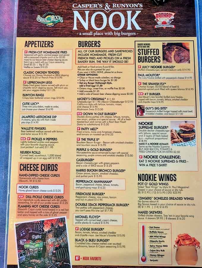 A treasure map to burger nirvana, this menu showcases creations that have put The Nook on the international culinary radar.