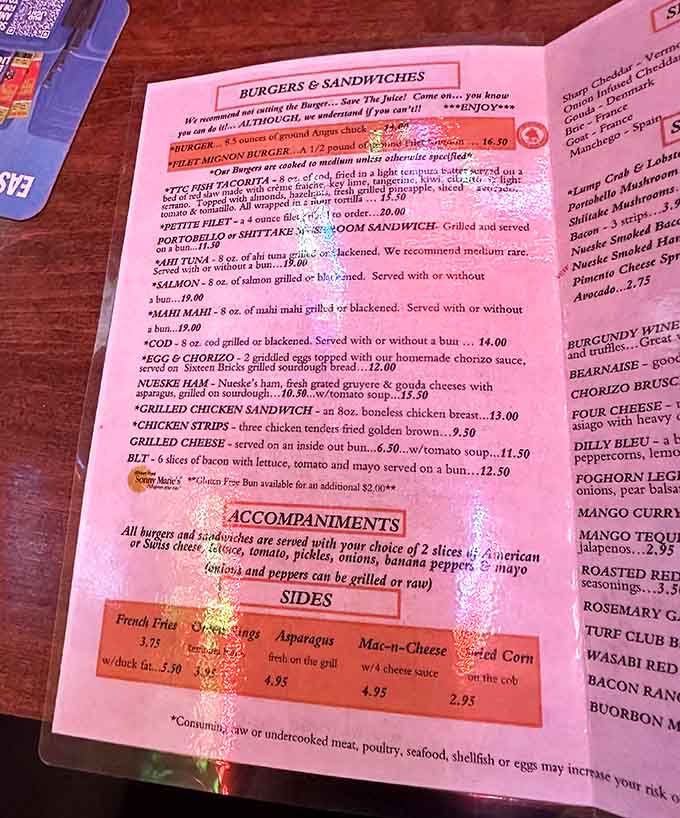 When the menu requires this much reading, you know you're in for some serious burger decisions.