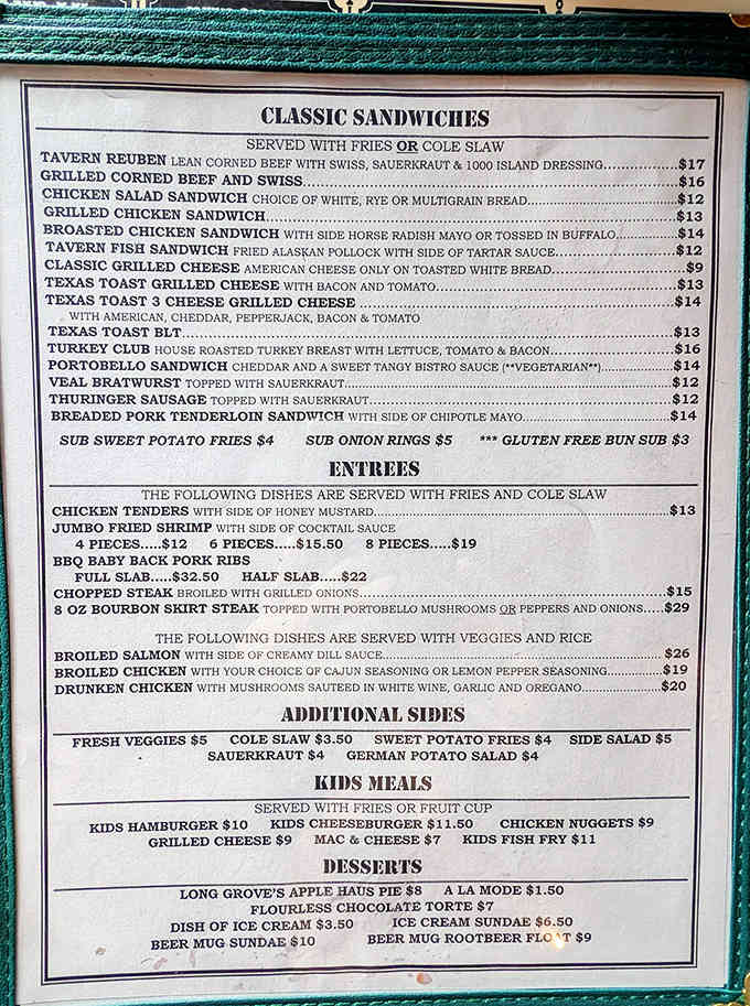 The menu reads like a greatest hits album of Midwest comfort food classics, with the legendary fish fry taking center stage.