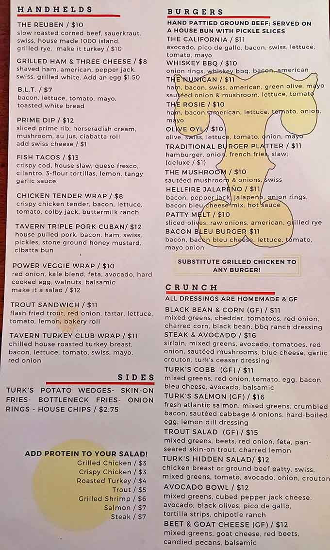 Turk's menu reads like a love letter to American comfort food, featuring everything from hearty handhelds to fresh salads and creative burgers.