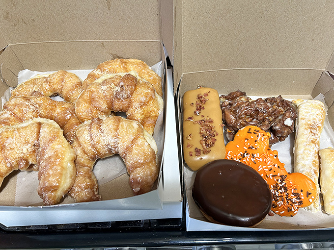 Decision paralysis strikes as eyes scan boxes filled with cream-filled delights and chocolate-dipped treasures &ndash; diet plans surrender at first sight.