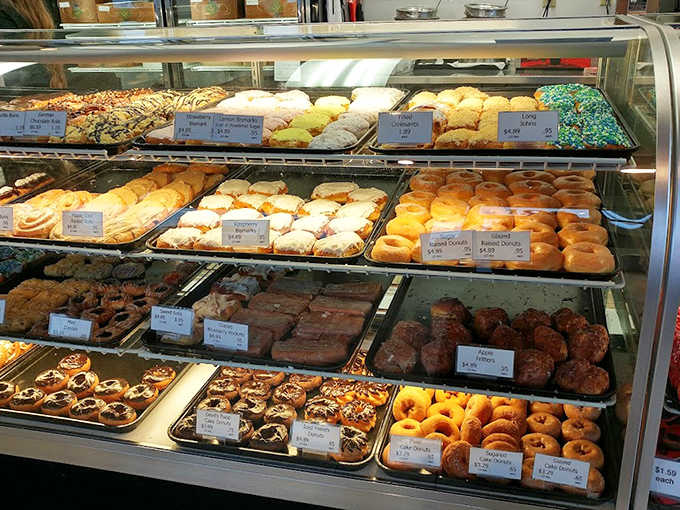 Donut nirvana awaits! Each tray holds perfectly crafted circles of joy that make Monday mornings bearable and celebrations even sweeter.