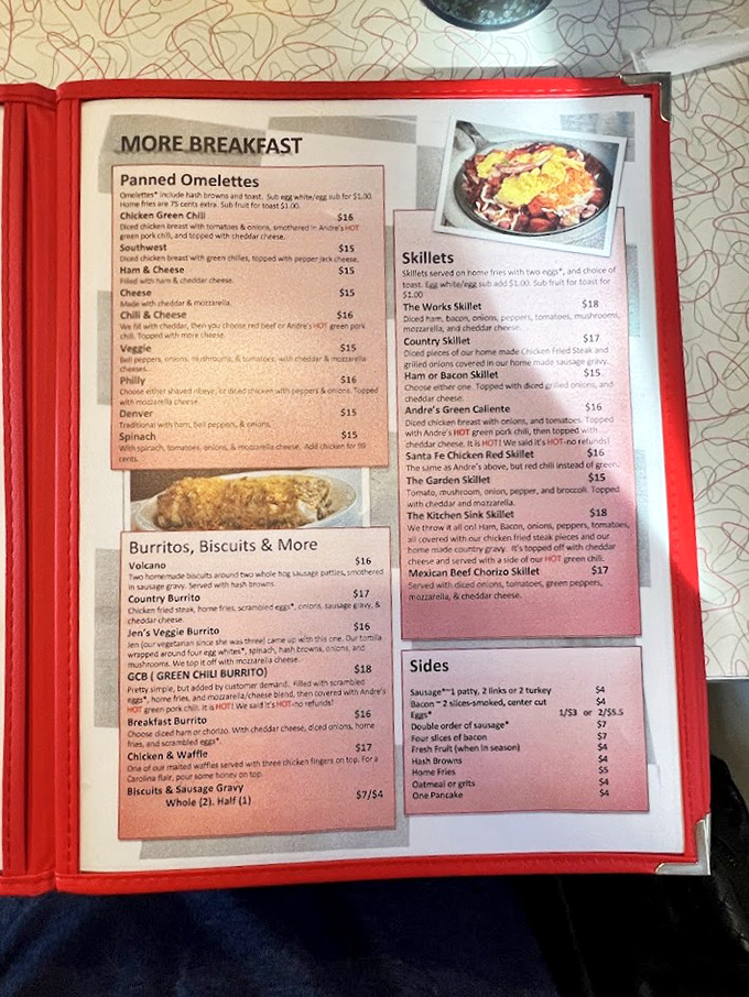 The breakfast menu reads like a love letter to morning indulgence, from loaded skillets to omelets that could feed a small country.