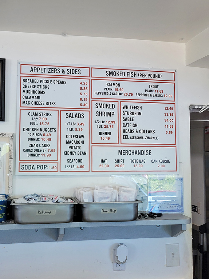 A symphony of seafood possibilities awaits, from peppered smoked salmon to crispy fried catfish &ndash; all without a single fancy font in sight.