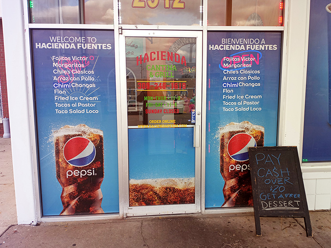 The entrance menu teases signature dishes like Fajitas Victor and Chiles Clasicos – a preview of the flavor fiesta waiting inside.