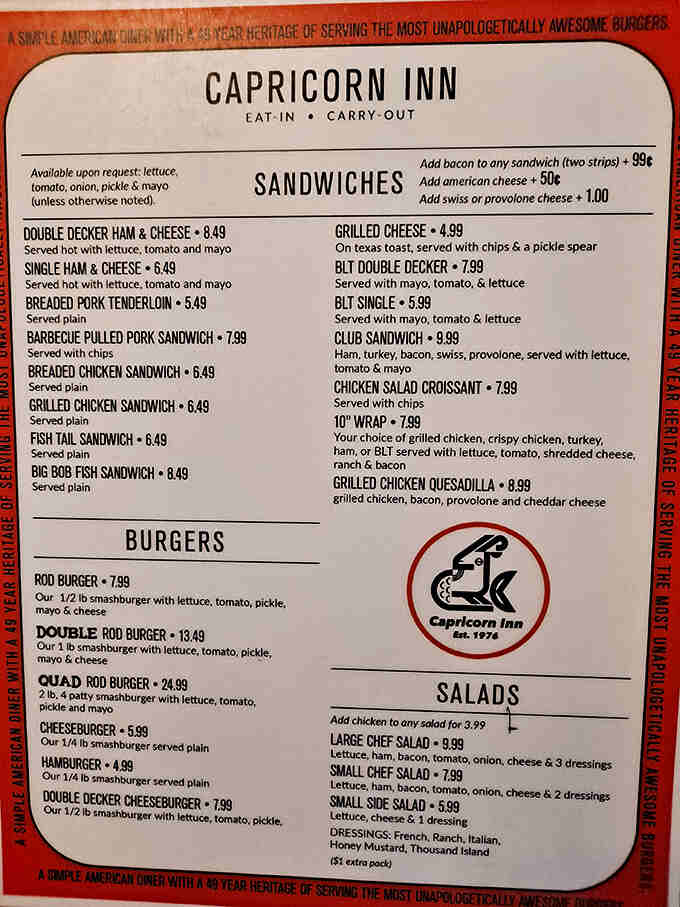 A menu that doesn't need fancy descriptions when the food speaks volumes &ndash; "unapologetically awesome burgers" says it all.