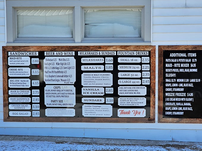 The menu board tells you everything you need to know &ndash; straightforward options with no fancy frills, just honest-to-goodness American classics.