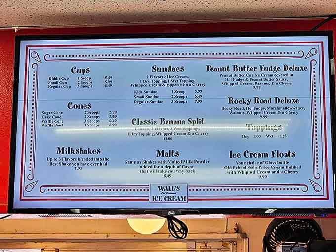 The menu reads like a love letter to American comfort food classics – breakfast all day and hearty favorites for every appetite.