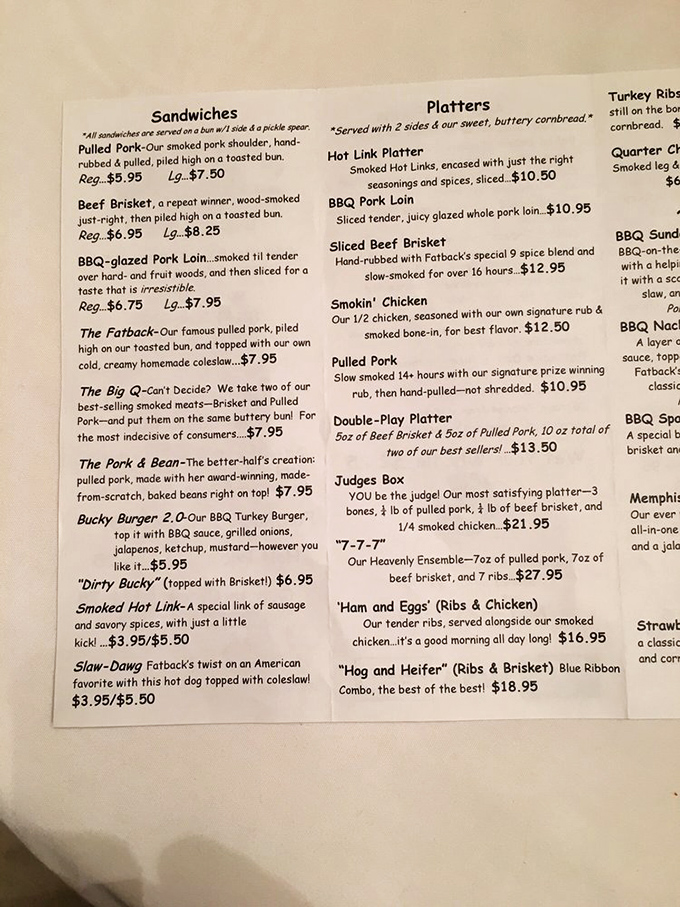The menu reads like a love letter to traditional barbecue, with options that'll make your stomach growl louder than a politician at a fundraiser.