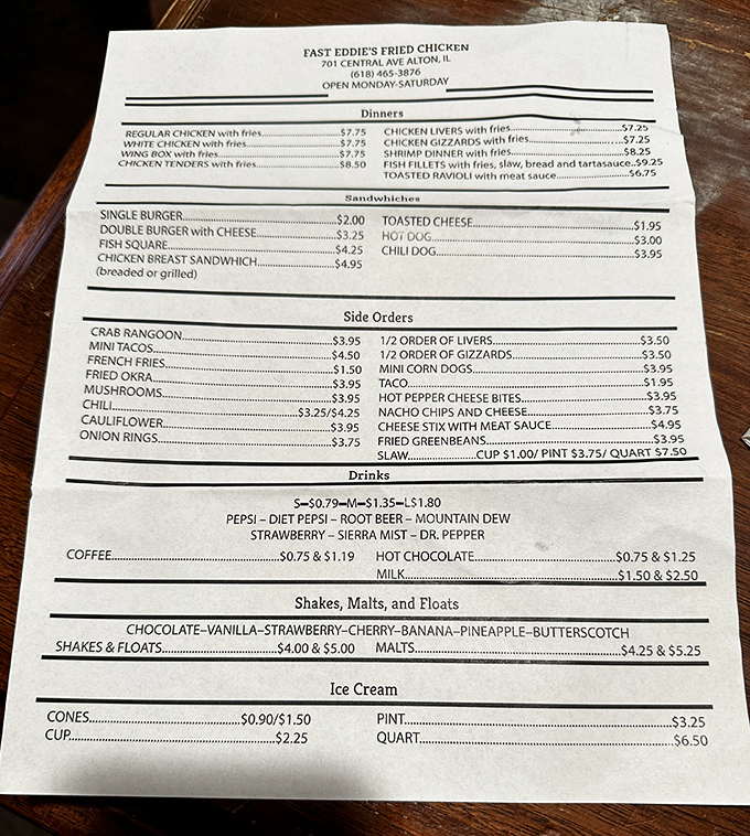 This menu isn't just a list of food; it's a historical document showcasing authentic American classics at honest prices.