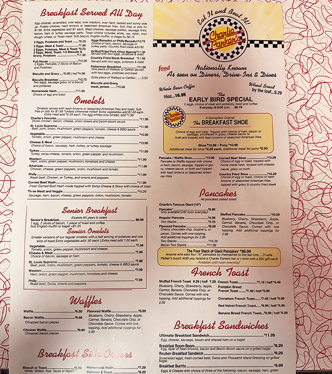 The legendary menu where breakfast reigns supreme all day long &ndash; decisions, decisions! That pancake challenge is calling your name.