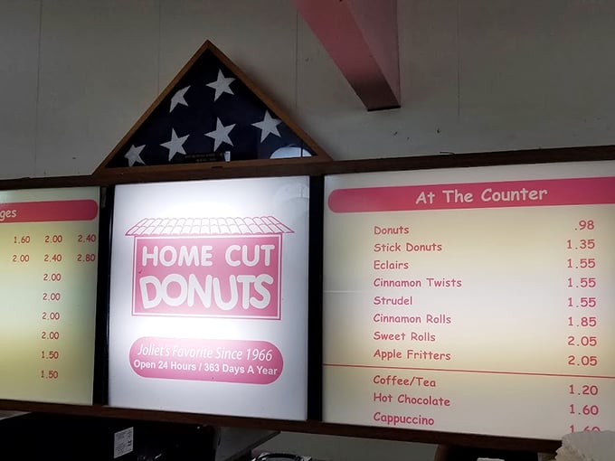 Menu: Behind this folded American flag lies the roadmap to happiness &ndash; a menu of homemade delights that's remained blissfully unchanged for decades.