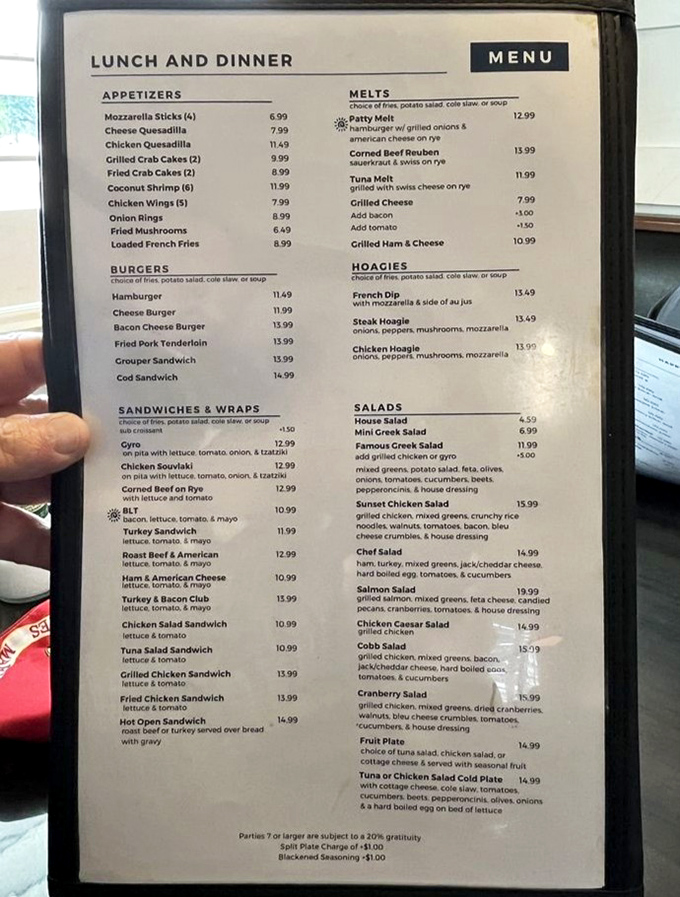 A menu that reads like comfort food poetry &ndash; from hearty burgers to fresh seafood, with that legendary key lime pie waiting patiently at the finish line.