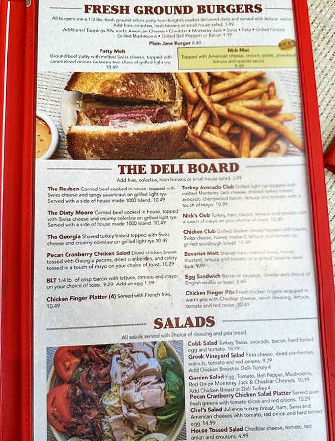 Beyond pancakes, the menu tempts with fresh-ground burgers and deli sandwiches that make lunch decisions deliciously difficult.