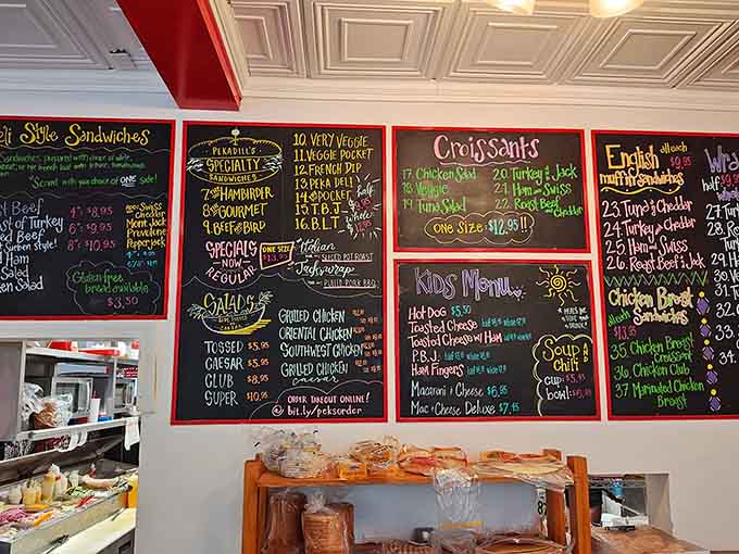 Decisions, decisions! The menu board showcases a tantalizing array of options that might have you contemplating lunch and dessert... or perhaps dessert twice.