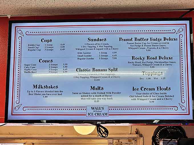 The menu board &ndash; a masterpiece of simplicity &ndash; offers everything from classic sundaes to malts that would make the Fonz give a thumbs up.