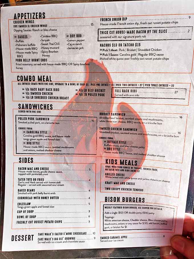 The menu reads like a love letter to smoked meats, with options that make choosing just one item the day's most delicious dilemma.