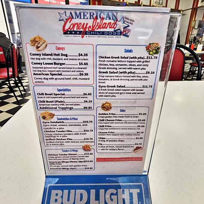 The straightforward menu focuses on what they do best &ndash; Detroit's legendary Coney dogs, loose burgers, and Greek specialties that have satisfied generations.