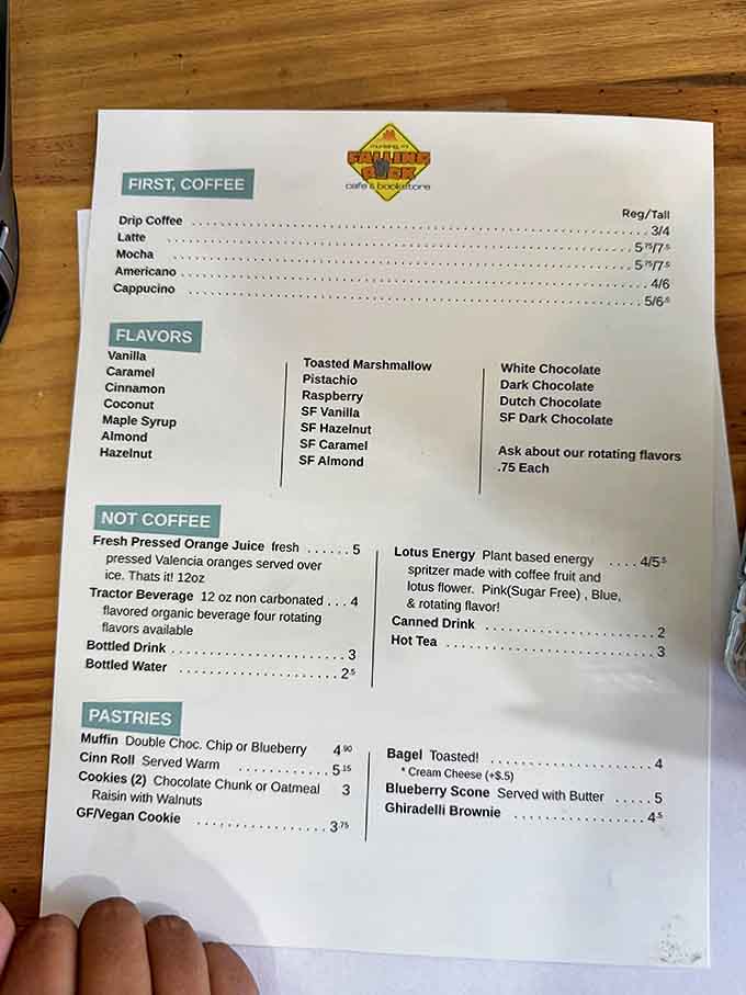 Menu: Coffee, pastries, and more – a chalkboard of possibilities that makes decision-making the hardest part of your visit.