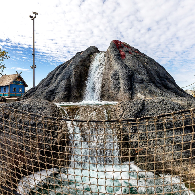 The park's centerpiece volcano doesn't just look impressive&mdash;it actually "erupts" with cascading water that delights visitors of all ages.