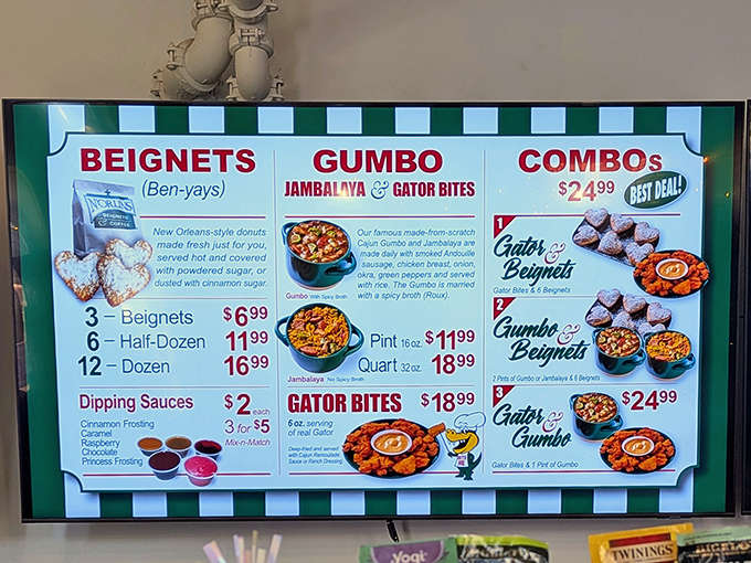 The menu board tempts with New Orleans classics &ndash; those combo deals are practically begging you to try everything at once.